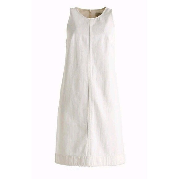 J. Crew | Dresses | Jcrew Denim Sleeveless Shift Dress Pockets Frayed ...